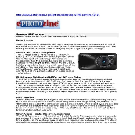 Samsung ST45 camera | DOC