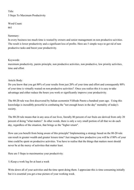 Here are seven key lessons from "The 80/20 Principle" | PPT