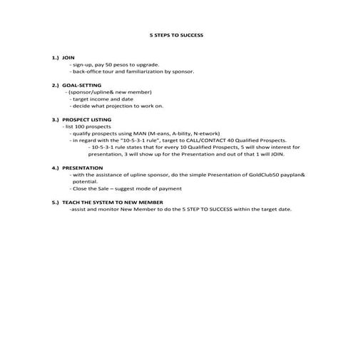 5 steps to success | DOCX