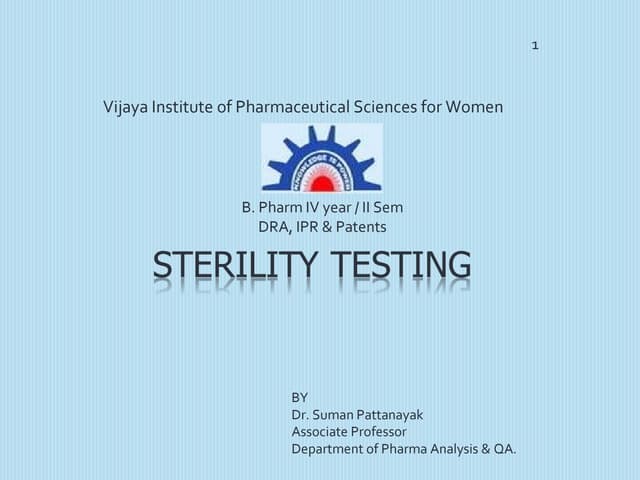 Sterility testing of Pharmaceutical Products | PPT