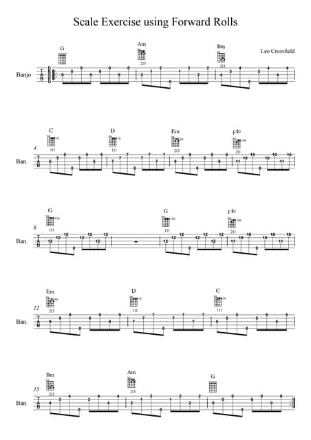 Melodic 5 String Banjo Roll patterns | PDF | Classical Music | Music
