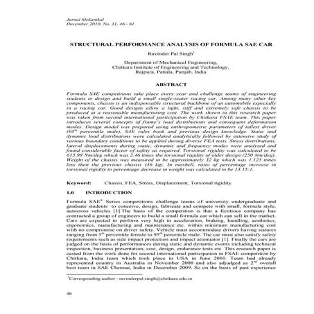 5)structural performance analysis of formula sae car | PDF