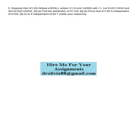 5 Suppose that X1X2 follows a BVN where 12 and .pdf
