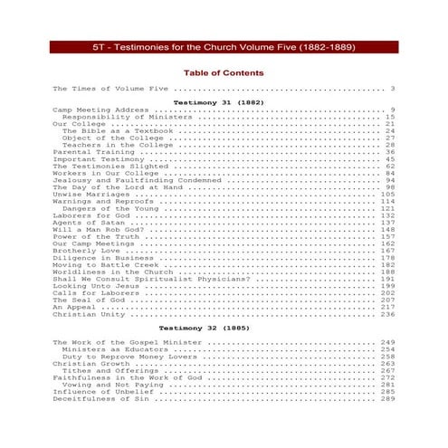 5 t testimonies for the church volume five (1882-1889) | PDF
