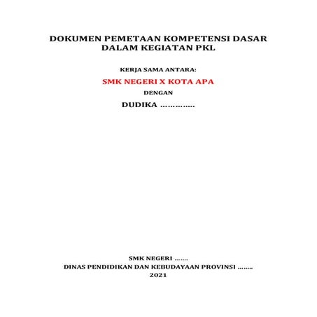 5 template pemetaan kompetensi dasar dalam kegiatan pkl | DOCX