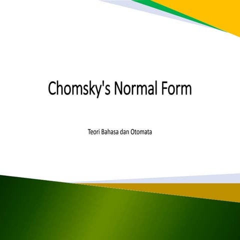 Chomsky Normal Form | PPTX