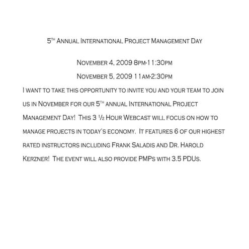 5th Annual International Project Management Day | PDF
