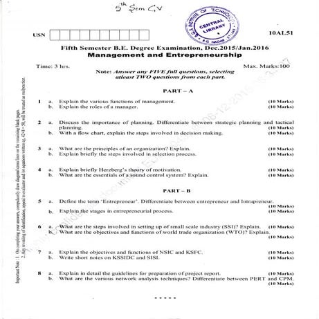 5th Semester (Dec-2015; Jan-2016) Civil Engineering Question Paper | PDF