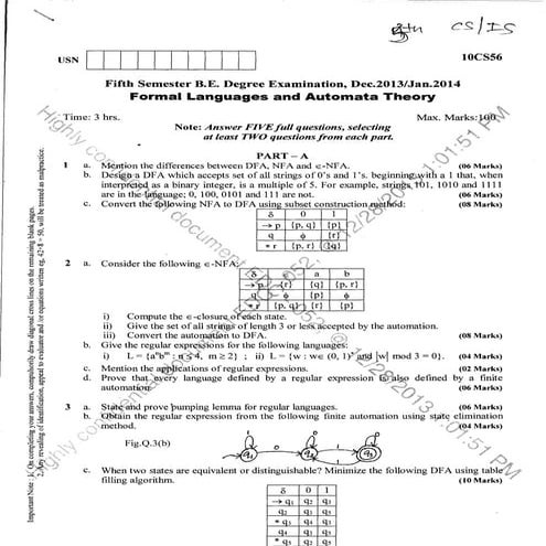 5th cs & is question papers december 2013 | PDF