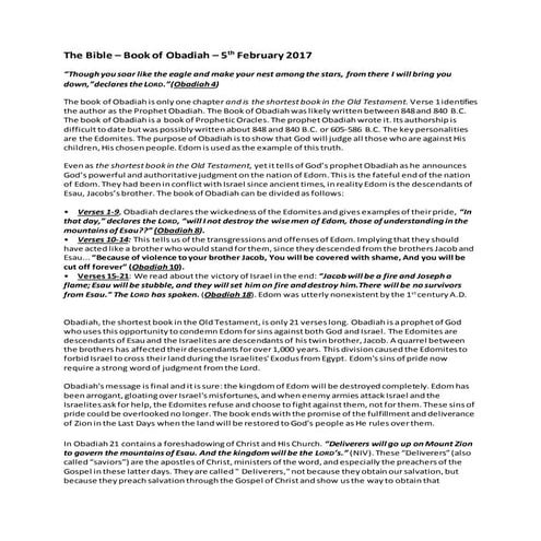 5th February 2017 - The bible – Book of Obadiah | PDF