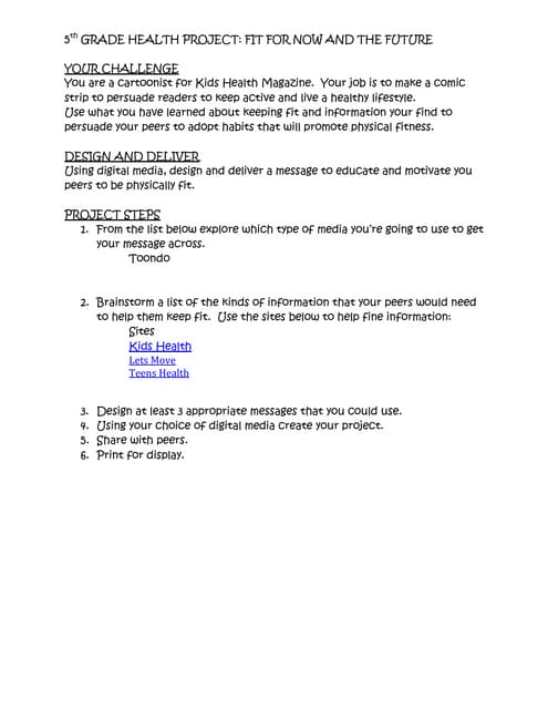 5th grade health project | PDF