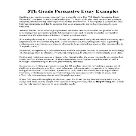 5Th Grade Persuasive Essay Examples | PDF