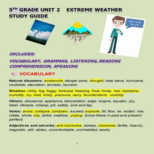 5th grade unit 2 study guide extreme weather | DOCX