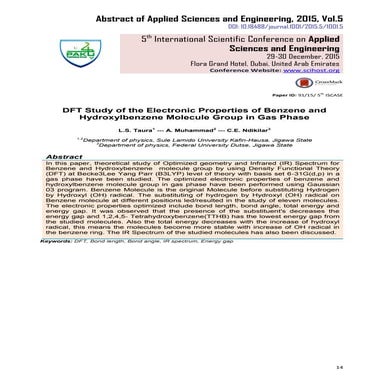 DFT Study of the Electronic Properties of Benzene and Hydroxylbenzene Molecule Group in Gas ...