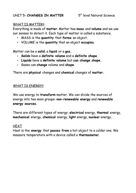 Unit 5 natural science 4th | PDF