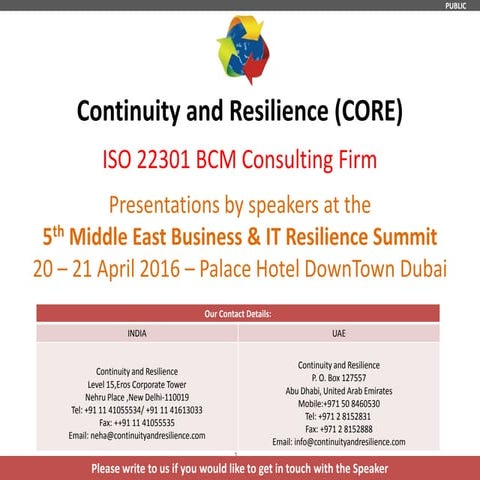 5th ME Business & IT Resilience Summit 2016 - Integration of ERM and ...