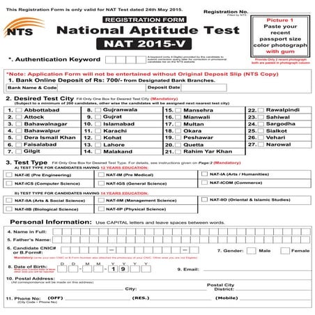 5th nat 2015_form | PDF