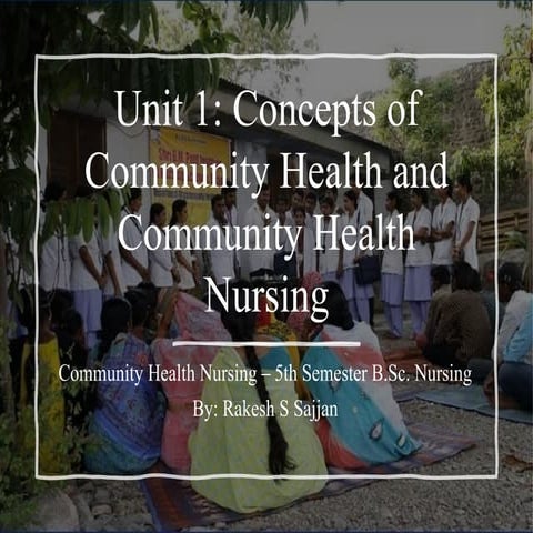 Concepts of Community Health and Community Health Nursing – Unit 1 | B ...