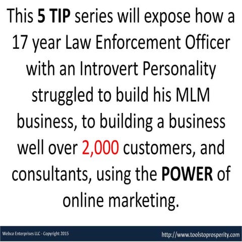 5 Tips to Online MLM Success - Tools to Prosperity | PPT