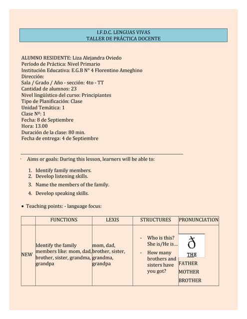 Family lesson 1 lesson plan | PDF