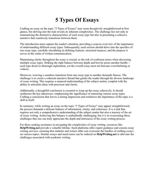 4 Main Types Of Essays.pdf | Undergraduate Education | College Education