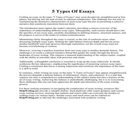 5 Types Of Essays | PDF