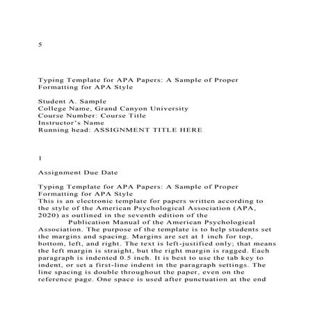 5Typing Template for APA Papers A Sample of Proper Form.docx | Daycare ...