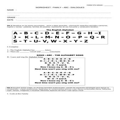 5° u1 wksheet family abc dialogues lu-06-abr-15 | PDF