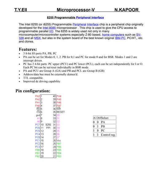 Microprocessor Interfacing and 8155 Features | PDF