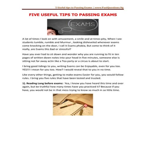 5 Useful Tips for Passing Exams | PDF