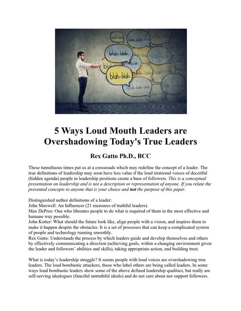 5 Traits of Ineffective Leadership | PDF