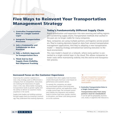 Five Ways to Reinvent Your Transportation Management Strategy | PDF