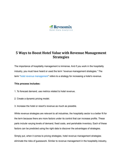 Strategic hospitality management | PDF | Hospitality Industry | Industries