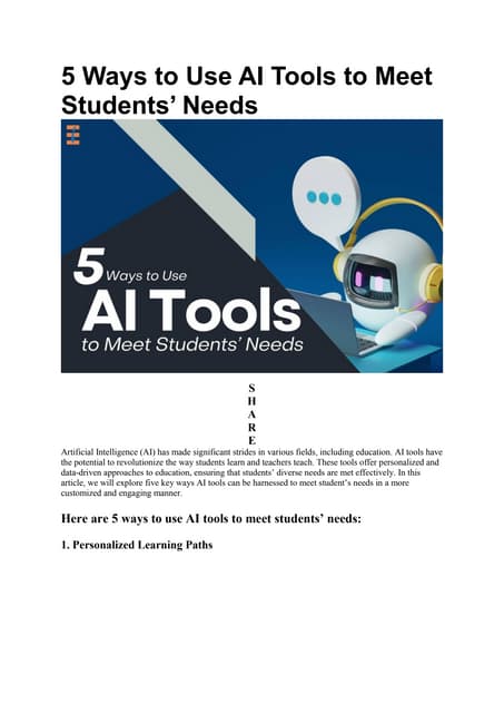 Artificial Intelligence (A.I.) in Schools (PPT) | PDF