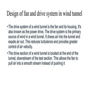 Design of fan and drive system in wind tunnel | PDF