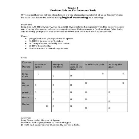 5x5 grid logical reasoning | DOCX