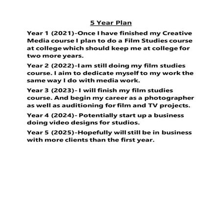 5 Year Plan | DOCX