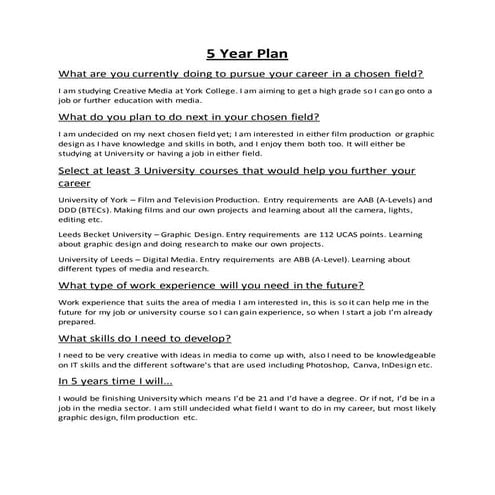 5 year plan | PDF