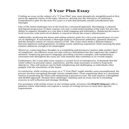 5 Year Plan Essay. How to Write a Five Year Plan: 15 Steps with ...