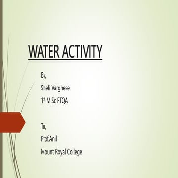 WATER ACTIVITY | PPTX