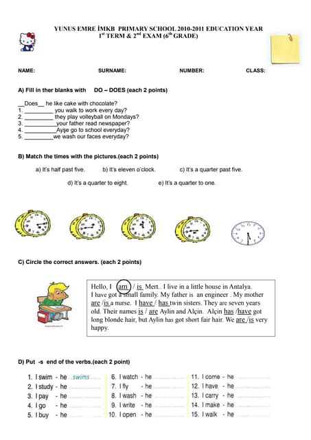 Daily routines worksheet