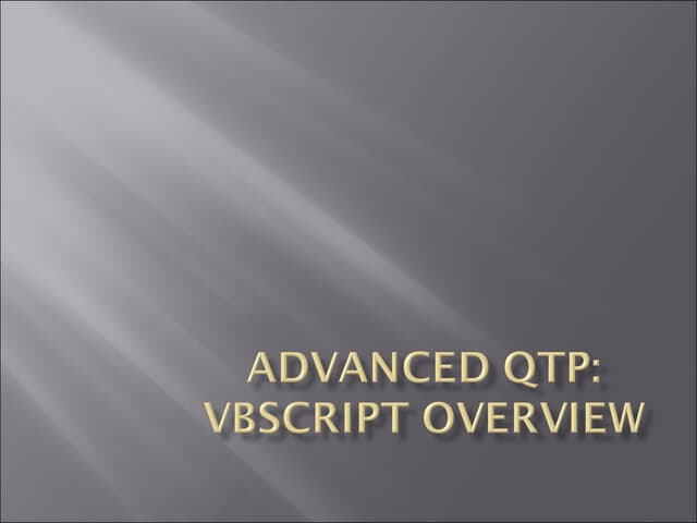 Vb Script Overview Ppt 6455