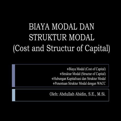 6. biaya penggunaan modal kerja (cost of capital) | PPTX