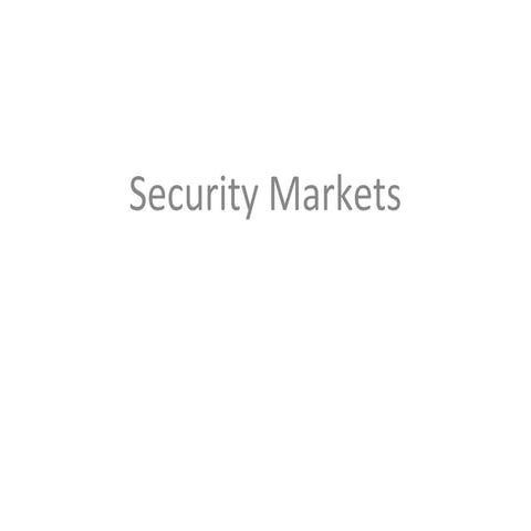 Security Markets | PPT