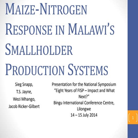 Marginal returns to fertilizer use: evidence from Malawian household ...