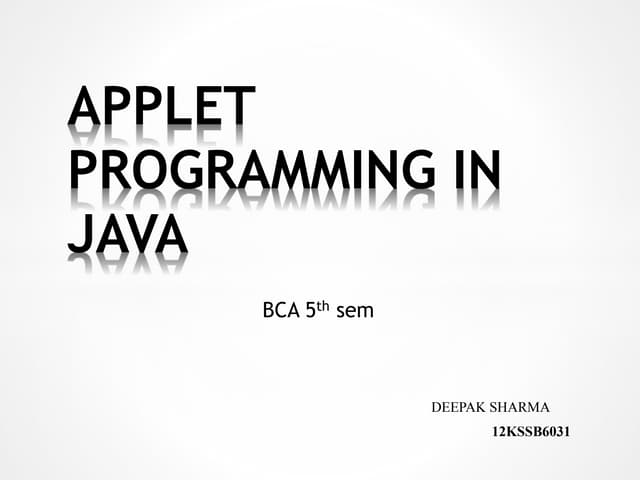 6applet Programming In Java Ppt 9034