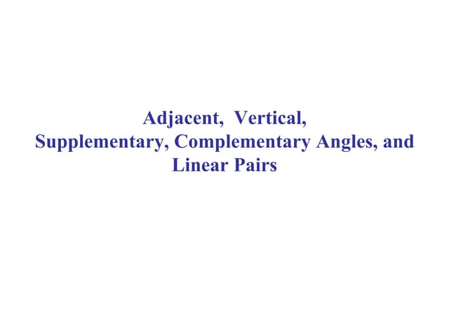 1.5 Complementary and Supplementary Angles | PPT | Physics | Science