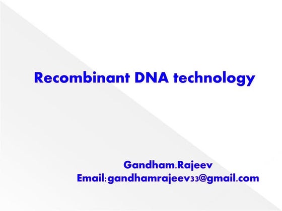 Applications of Recombinant DNA Technology | PPT