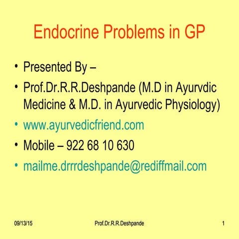 Endocrine system problems in GP | PPT