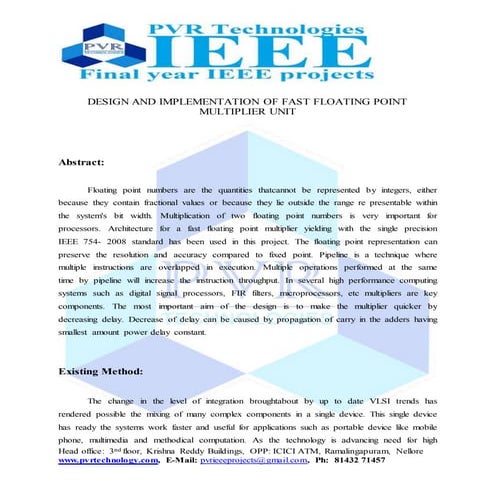 6.design and implementation of fast floating point multiplier unit | PDF